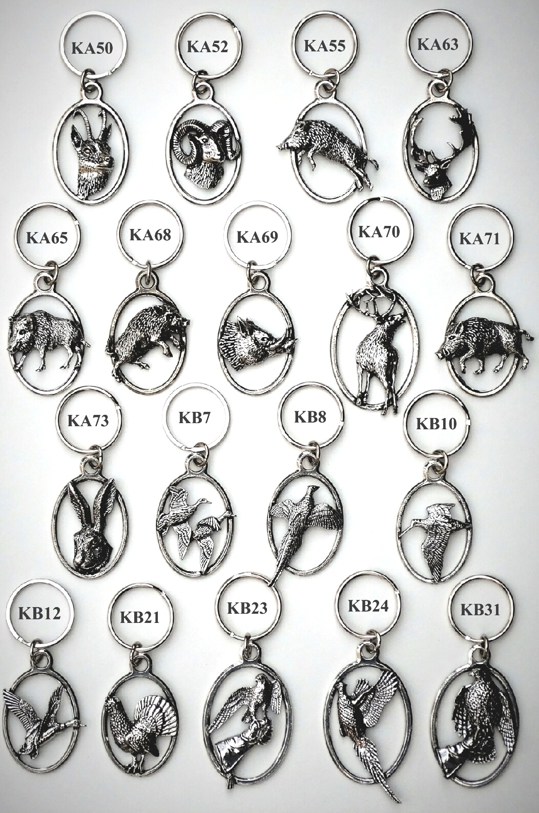 UK Made Pewter Keyrings - Giftware Animals, Birds, Sports and Charms ...
