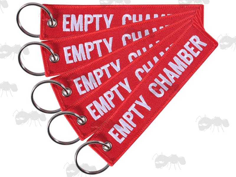 Embroidered Gun Safety Keyrings Empty Chamber Remove Before Firing Flag Embroidered Gun Safety Keyrings Empty Chamber Remove Before Firing Flag