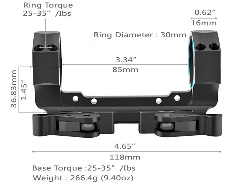 35mm Weaver Scope Ring Mounts - One Piece Triple-Clamped