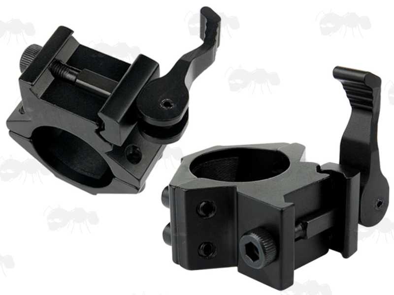 Quick-Release Throw-Lever Weaver / Picatinny Scope Ring Mounts | Quick-Deploy