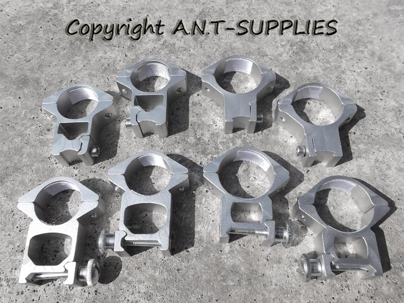 Silver Weaver Rifle Scope Mounts - Picatinny Rail Base Sight Rings