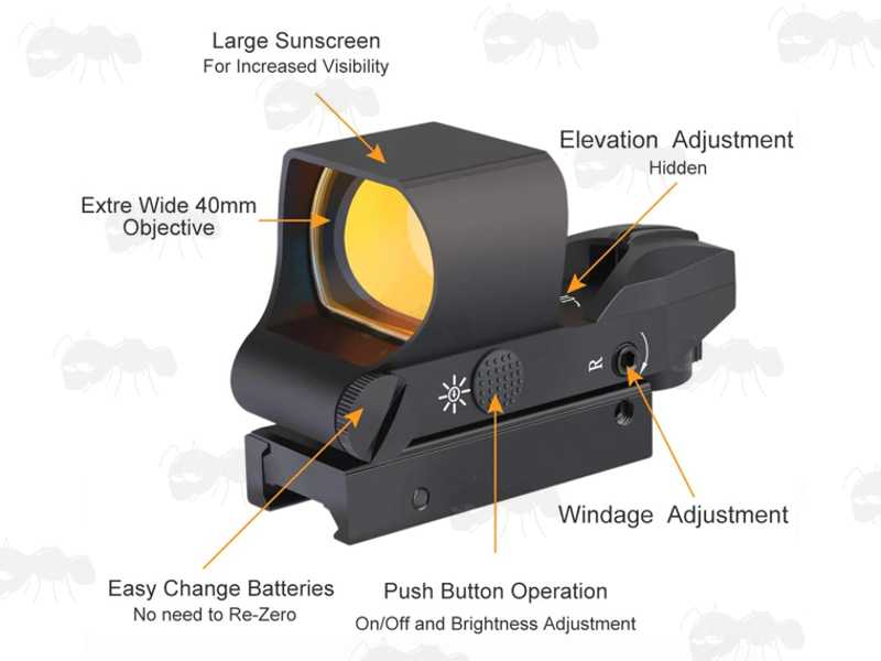 Large Lens Reflex Dot Sights - Holosight Weaver / Picatinny NATO Rails